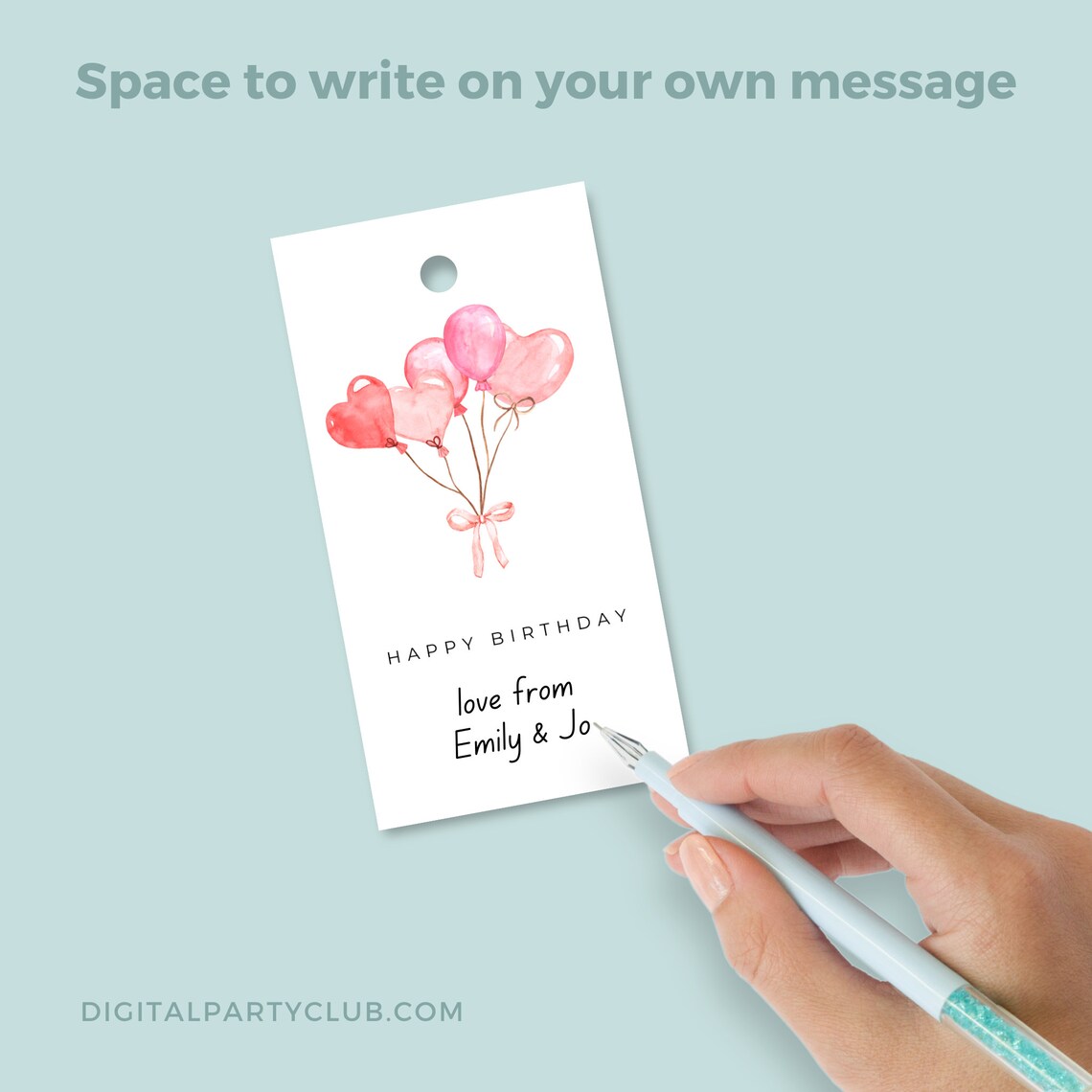 Printable Birthday Gift Tag Instant Download, Favour Tag Balloons ...