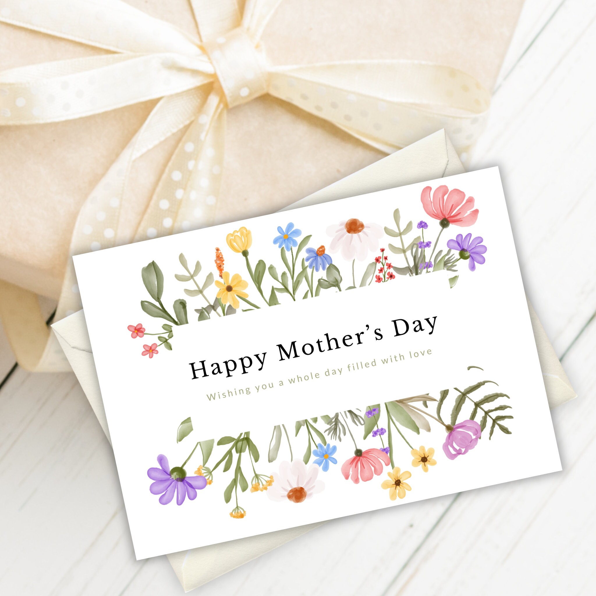 Printable Mothers Day Card, Floral Mothers Day Card, Print at Home ...