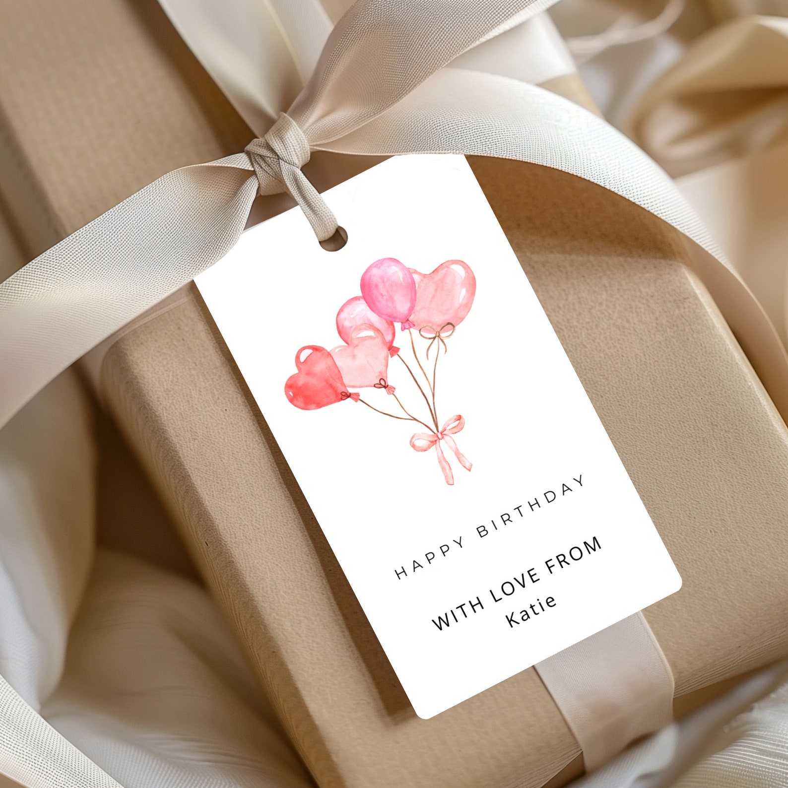 Personalised Birthday Gift Tags With Balloons, Happy Birthday Editable ...