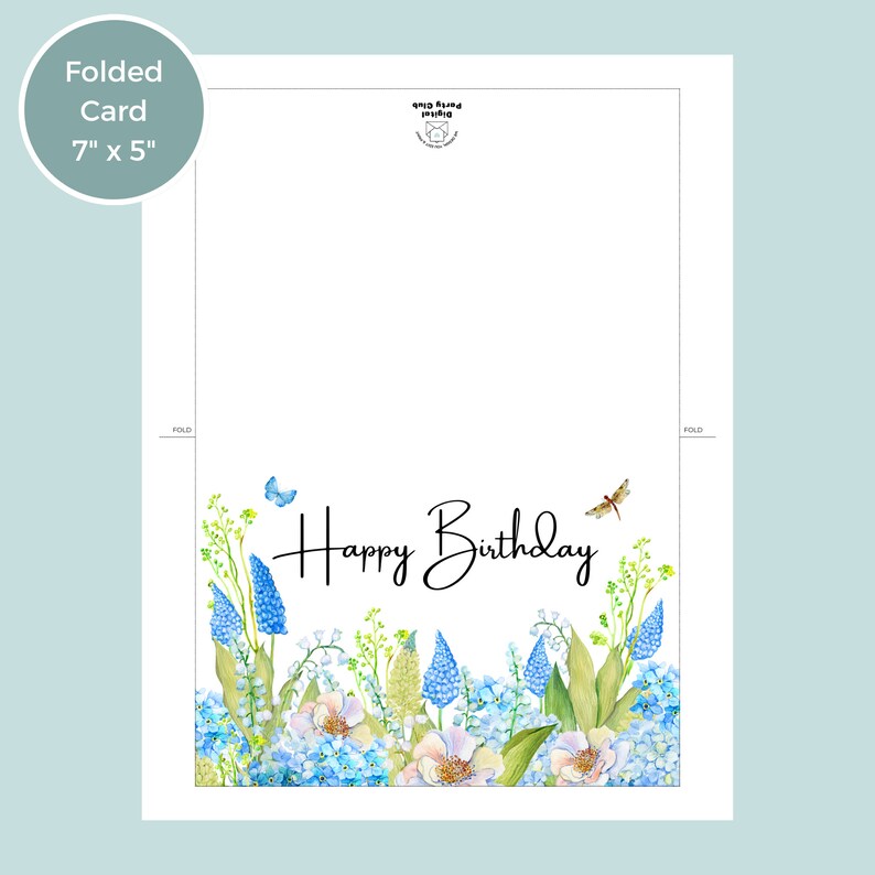 Printable Birthday Card With Spring Flowers, Happy Birthday Card ...