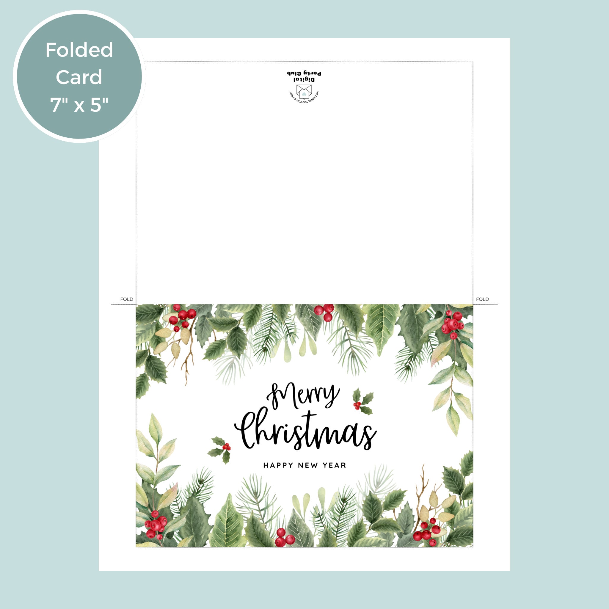 Printable Christmas Card, Holiday Greetings Card, Print at Home ...