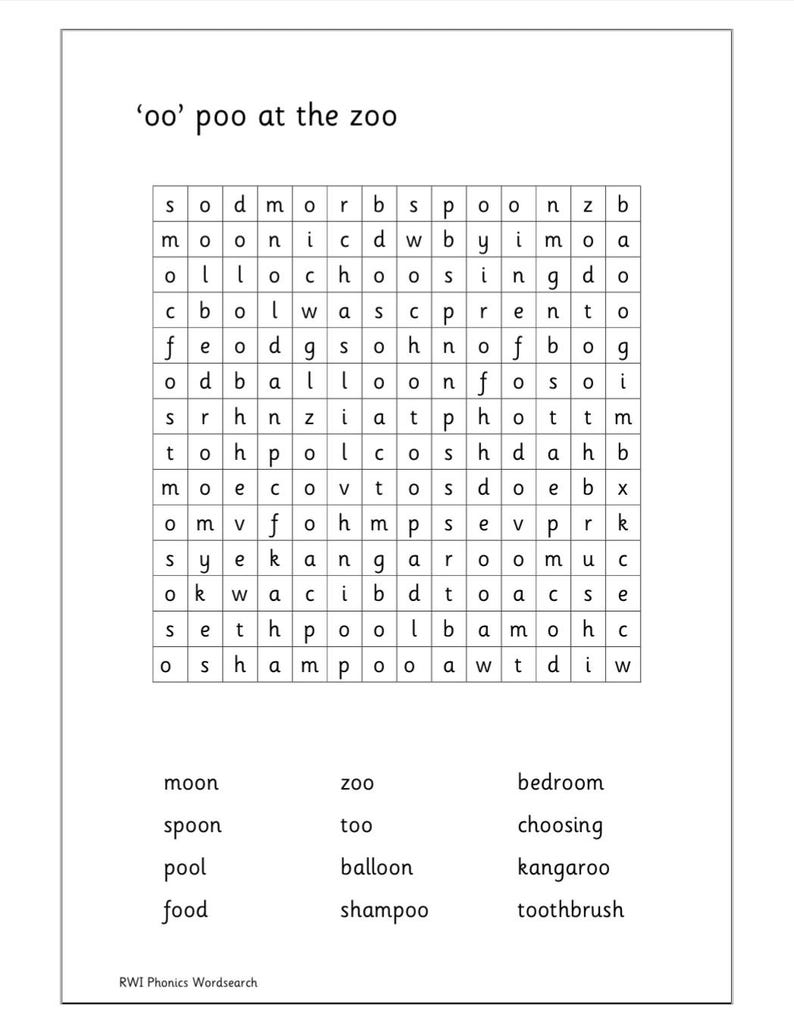 Word Search Read Write Inc Phonics Green Words Set 2 EYFS First 6 ...