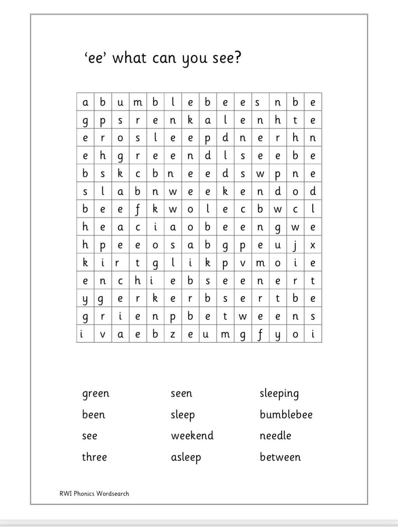 Word Search - Read Write Inc Phonics - Green Words Set 2 - EYFS - First ...