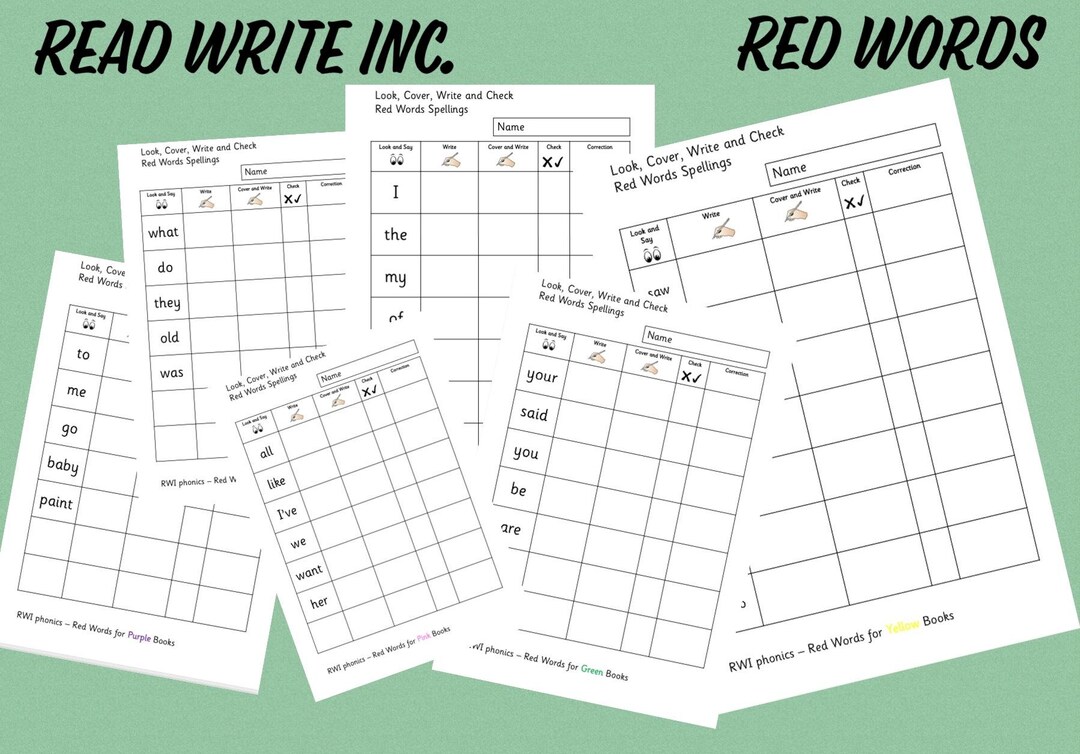 Look Cover Write Check - Read Write Inc Phonics - Red Words Spellings ...