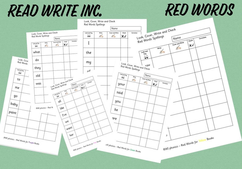 Look Cover Write Check - Read Write Inc Phonics - Red Words Spellings ...