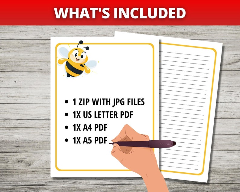 Happy Bee Stationery Set, A4 A5 US Letter, Summer Writing Paper ...