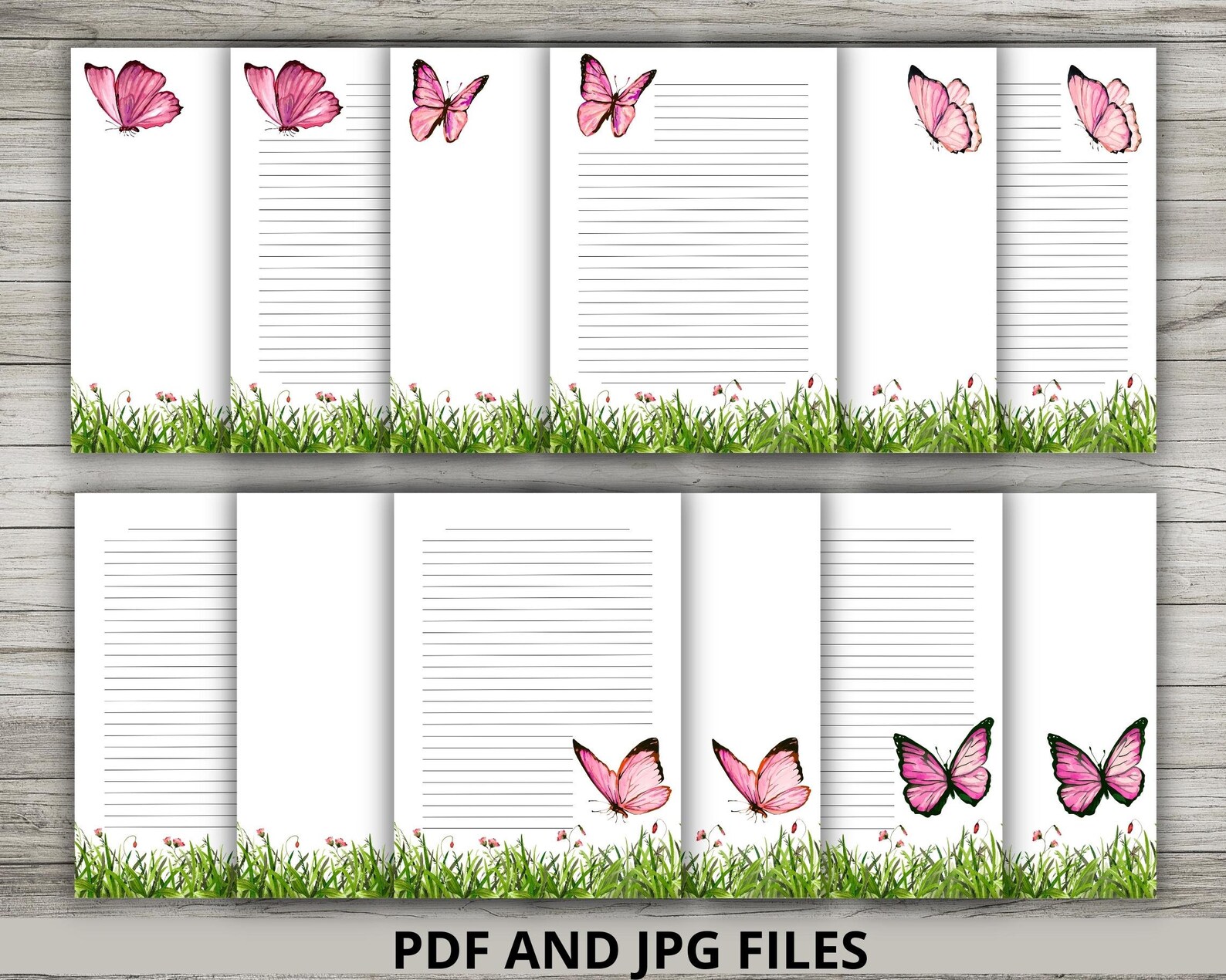 Printable Stationery Set: 12 Lined and Unlined Pages Included Butterfly ...