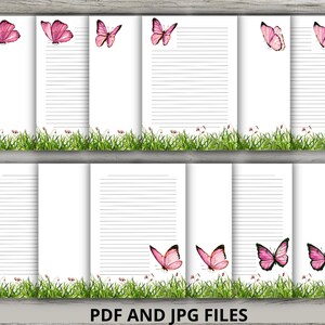 Printable Stationery Set: 12 Lined and Unlined Pages Included Butterfly ...
