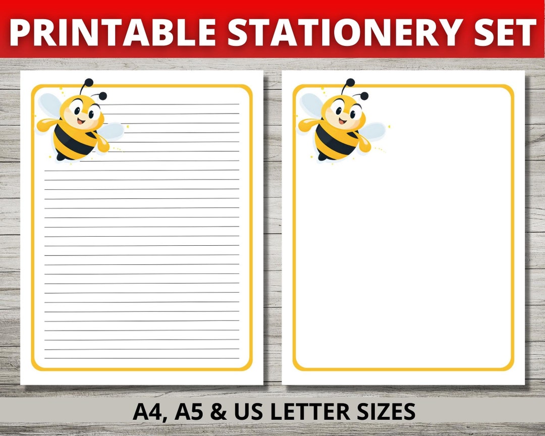 Happy Bee Stationery Set, A4 A5 US Letter, Summer Writing Paper ...