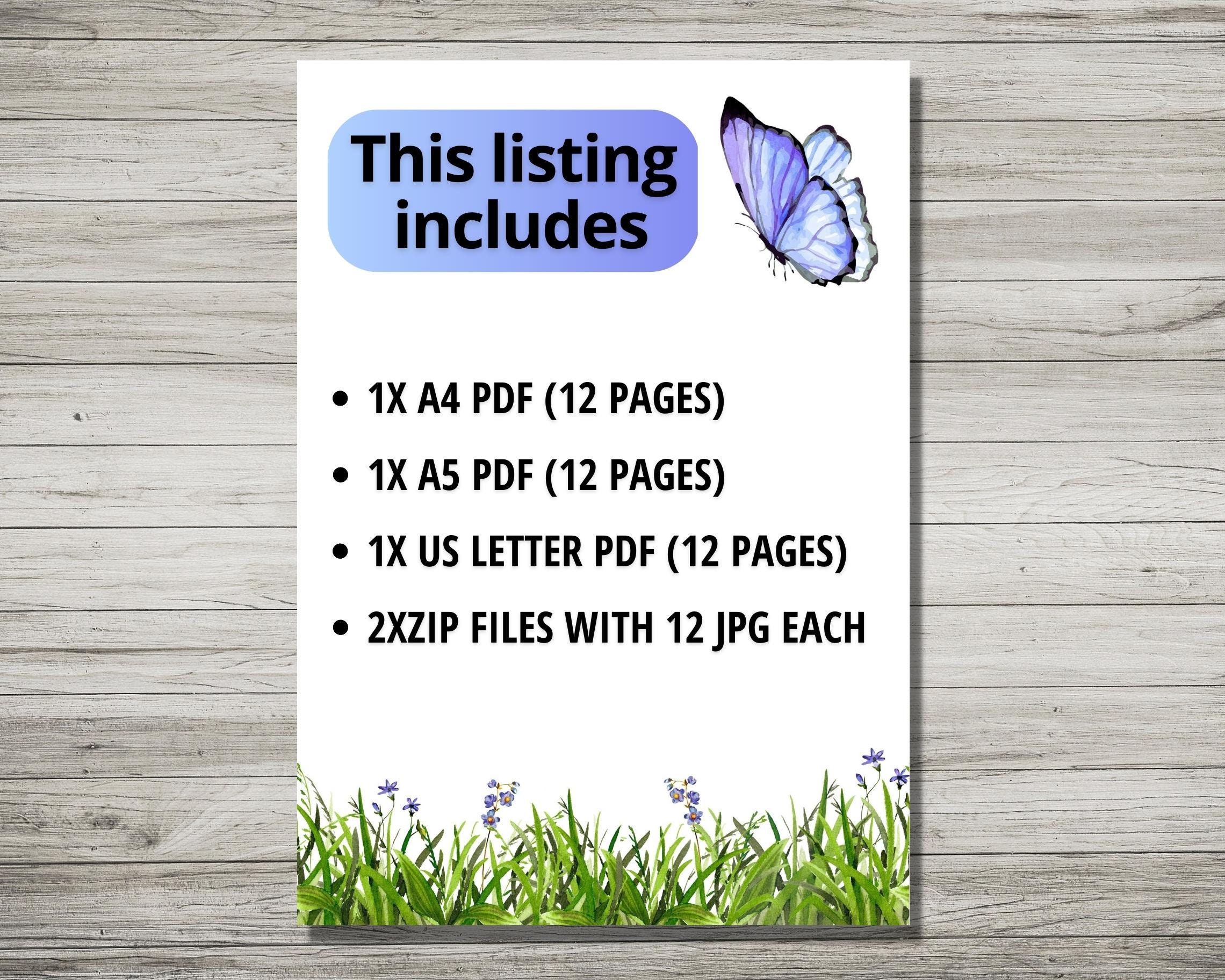 Printable Stationery Set: 12 Lined and Unlined Pages Included Butterfly ...