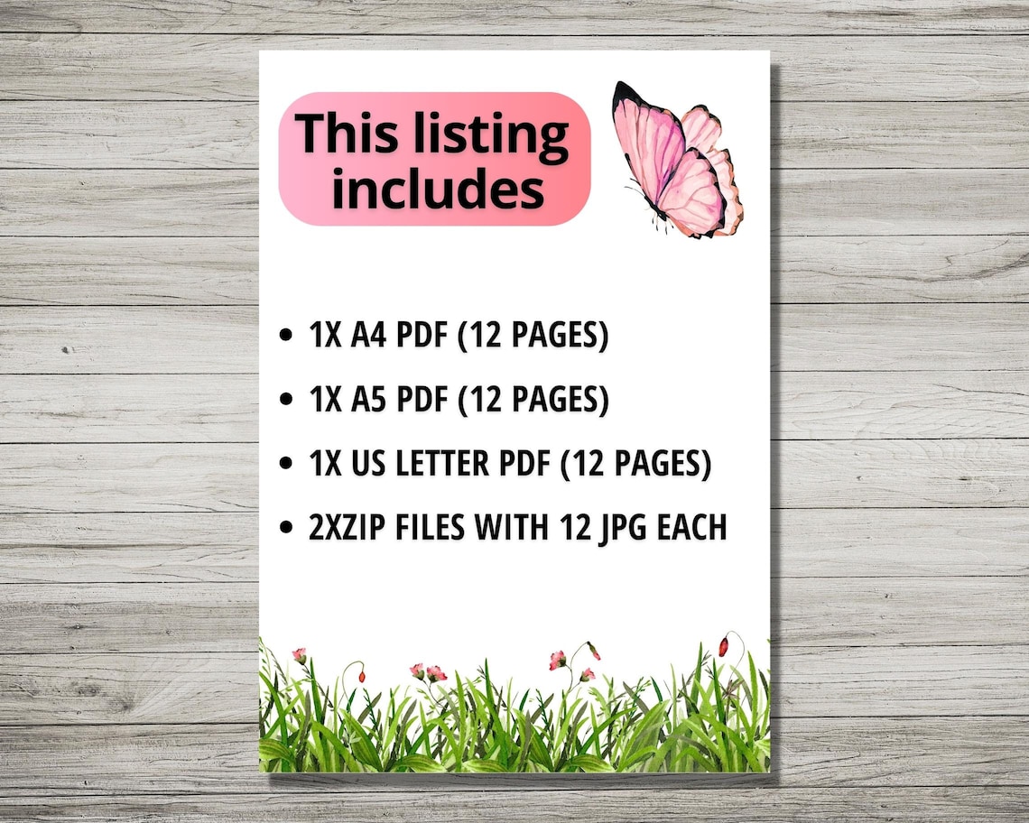 Printable Stationery Set: 12 Lined and Unlined Pages Included Butterfly ...