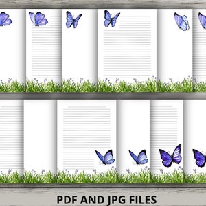 Printable Stationery Set: 12 Lined and Unlined Pages Included Butterfly ...