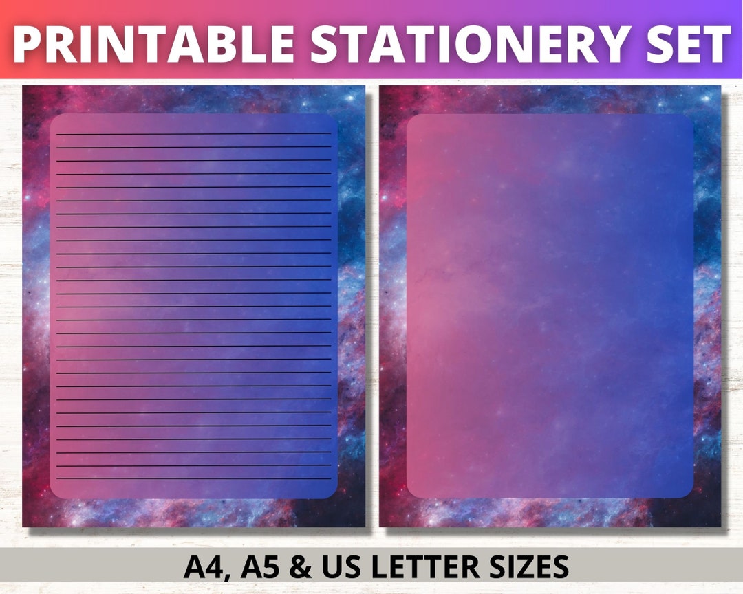Purple Galaxy Stationery Set, A4 A5 US Letter, Celestial Letter Writing ...