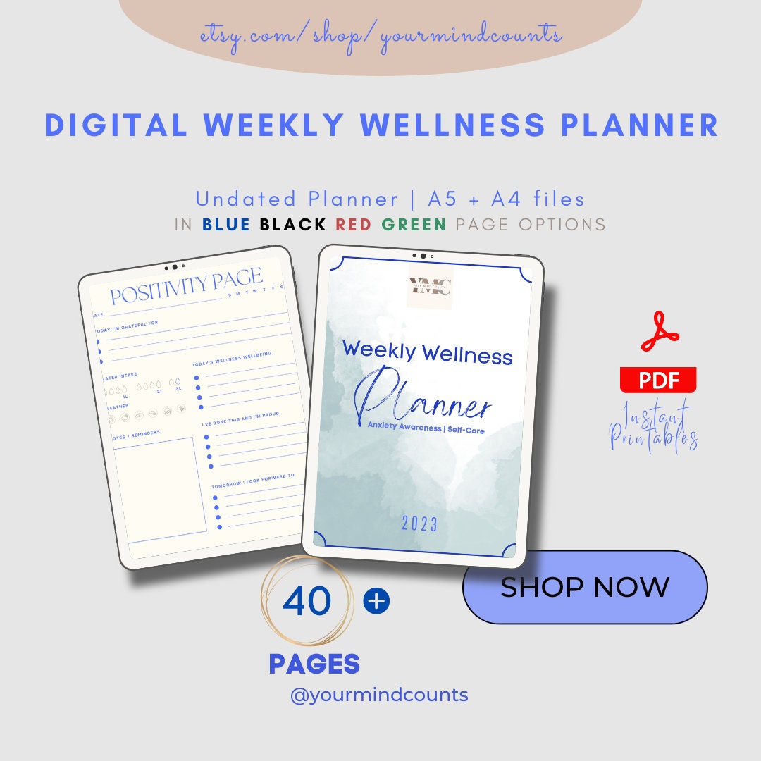 Mindfulness Weekly Planner, Self Care Planner | 40+ Page Digital ...