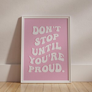 Don't Stop Until You're Proud Poster Pink Gym Girl Wall Art Cute Gym ...