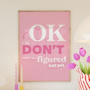 Motivational Quote Wall Art Pink Wall Decor Uplifting Message Wall ...