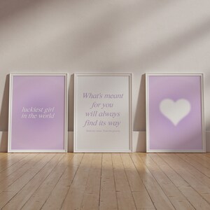 Purple Poster Set Light Purple Posters Purple Aura Wall Prints Positive ...