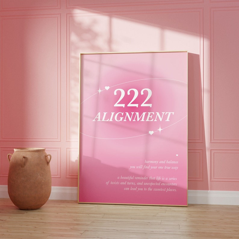 Pink 222 Angel Number Print 222 Pink Wall Art 222 Pink Aura Poster 222 ...