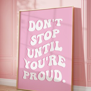 Don't Stop Until You're Proud Poster Pink Gym Girl Wall Art Cute Gym ...