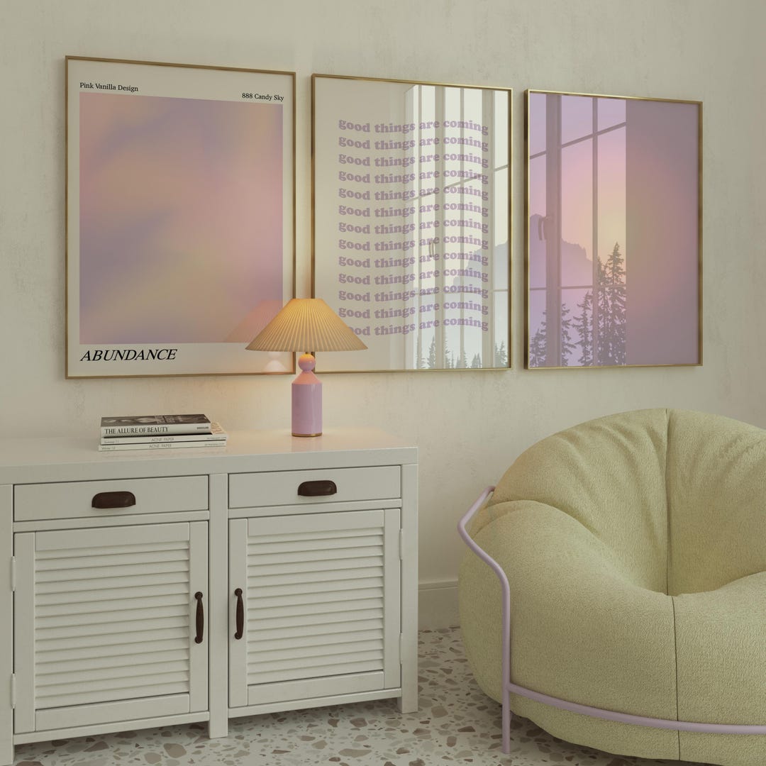 Purple Poster Set Abundance Print Light Purple Posters Aura Wall Prints ...