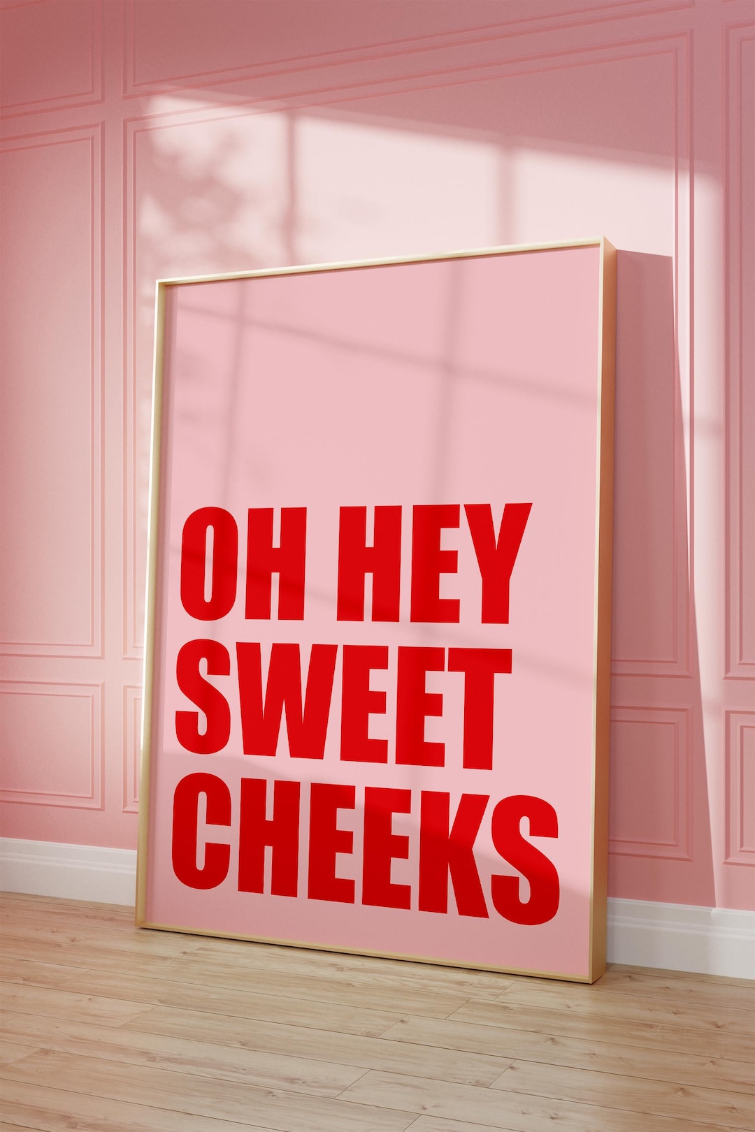 Oh Hey Sweet Cheeks Wall Print Pink and Red Decor for Bathroom Funny ...