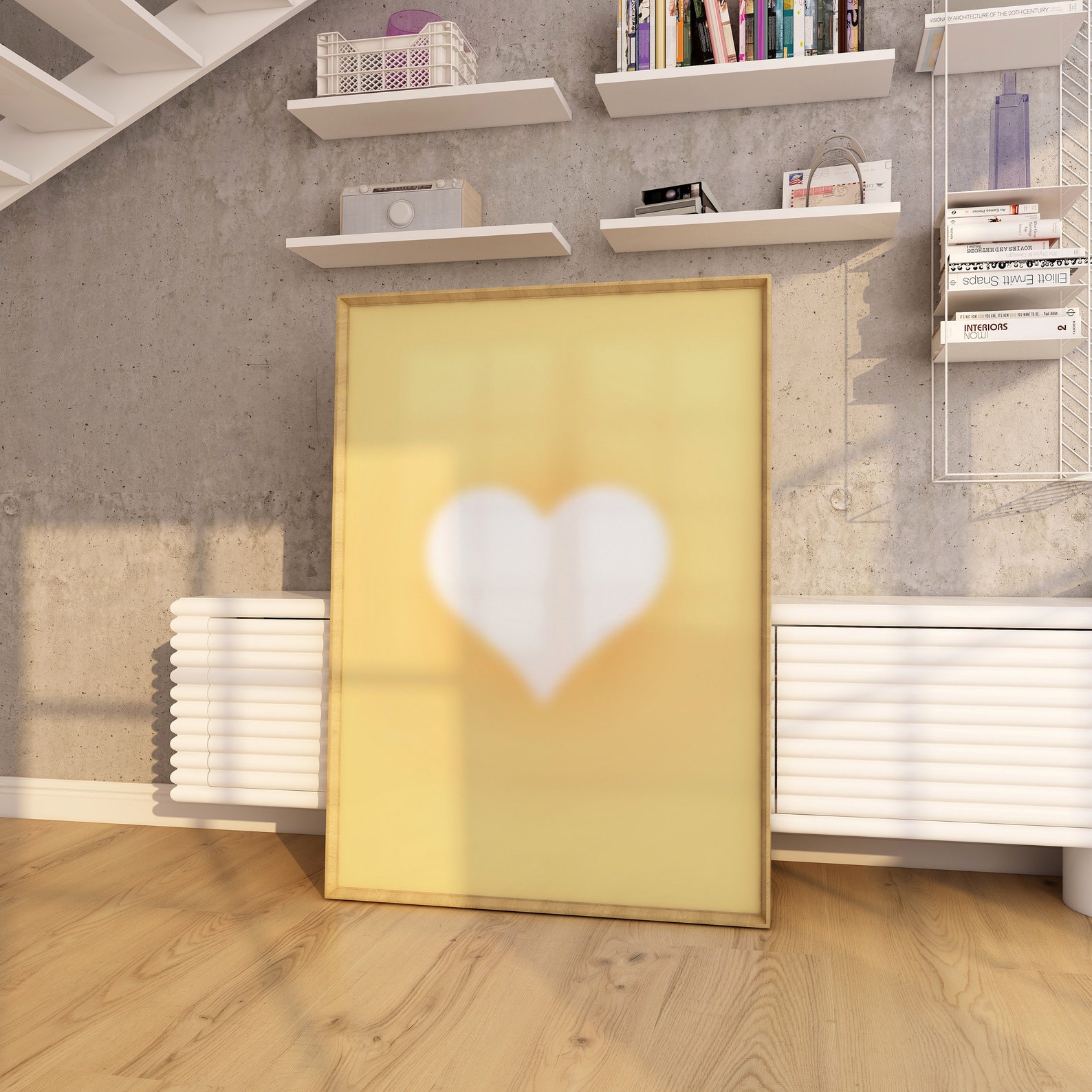 Yellow Wall Art Decor Yellow Heart Poster Yellow Trendy Room Decor ...