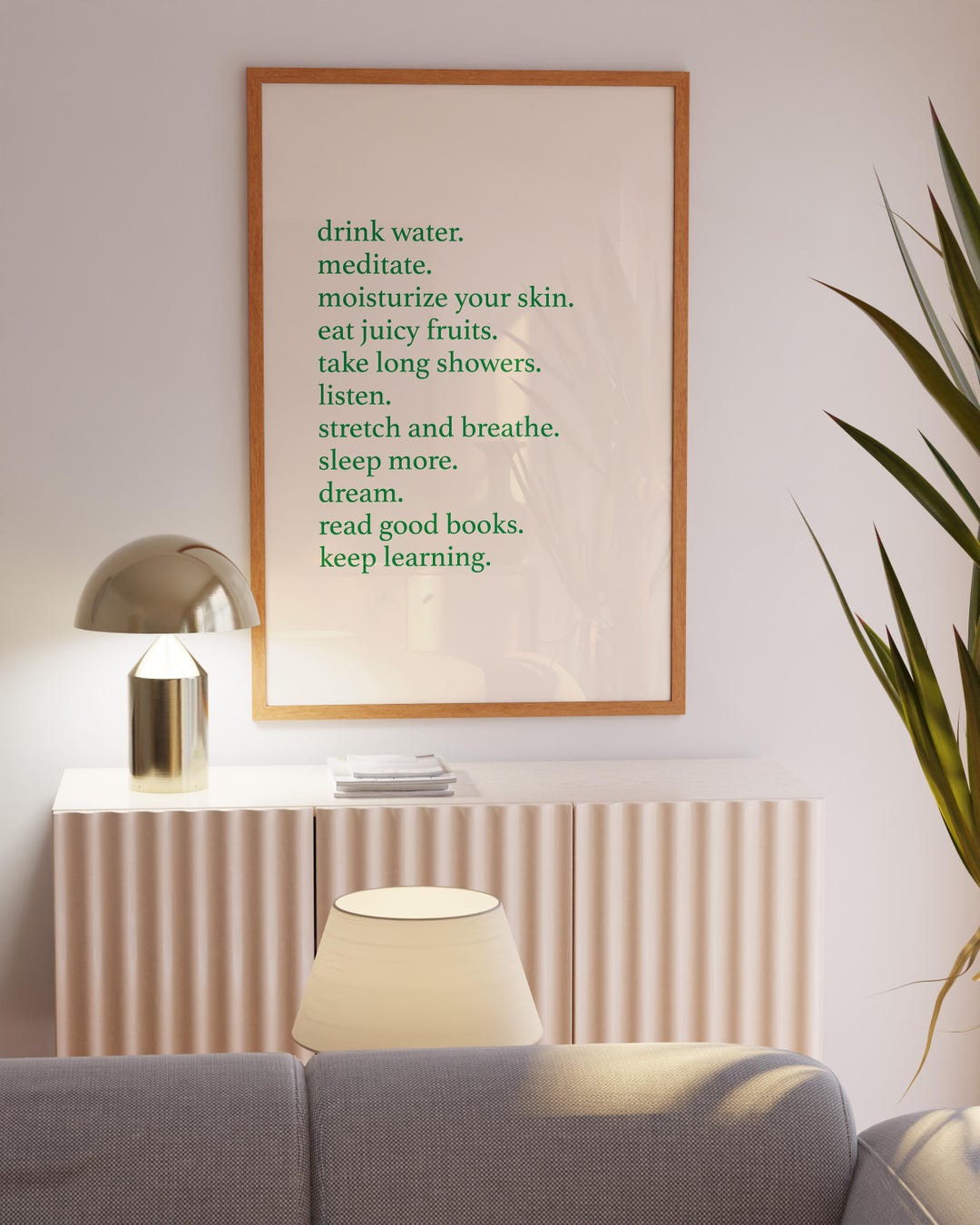 Minimalist Self-care Wall Art Printable Green Quote Wall Art Wellness ...
