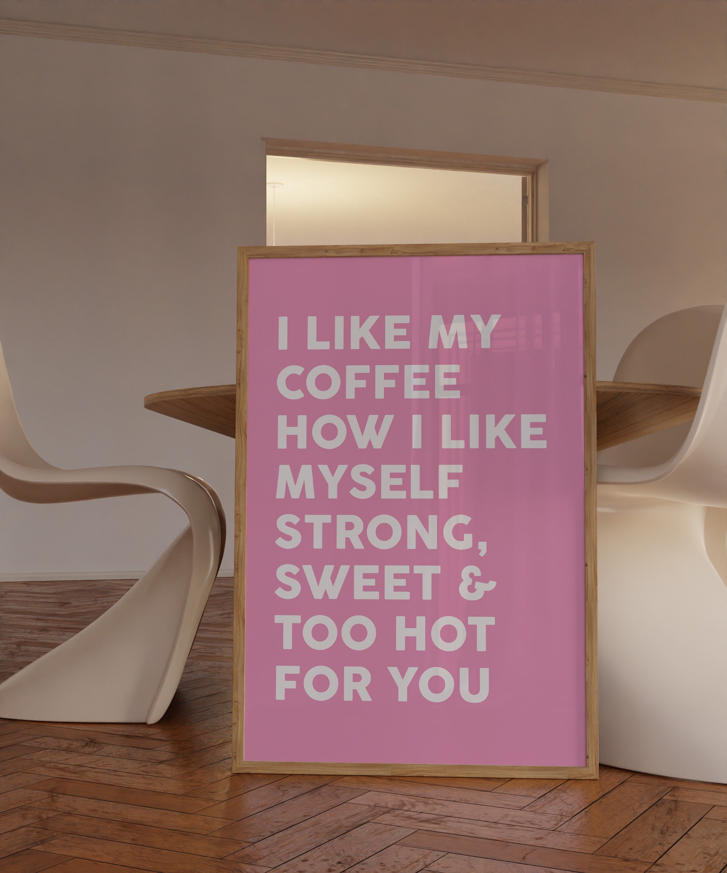 Coffee Quote Pink Poster Trendy Coffee Wall Art Pink Kitchen Wall Print ...