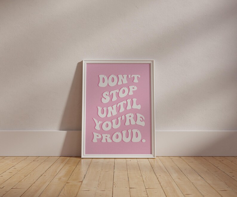 Don't Stop Until You're Proud Poster Pink Gym Girl Wall Art Cute Gym ...