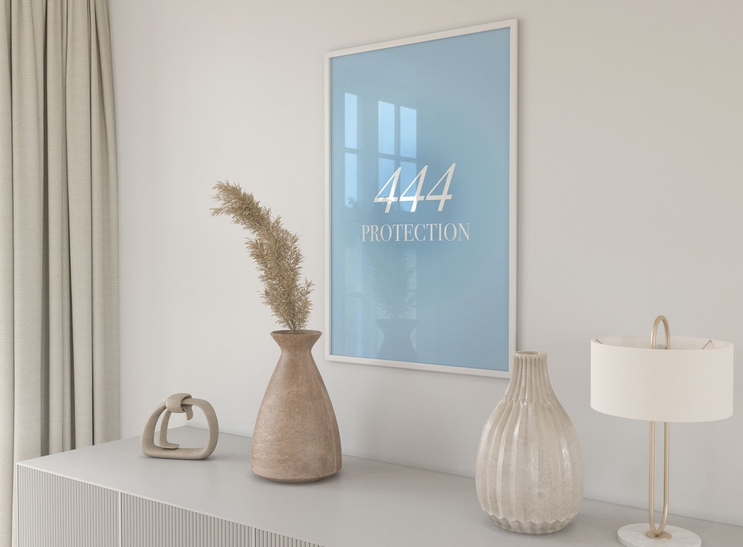 Blue Angel Number 444 Wall Art Trendy Blue 444 Aura Poster 444 Angel ...