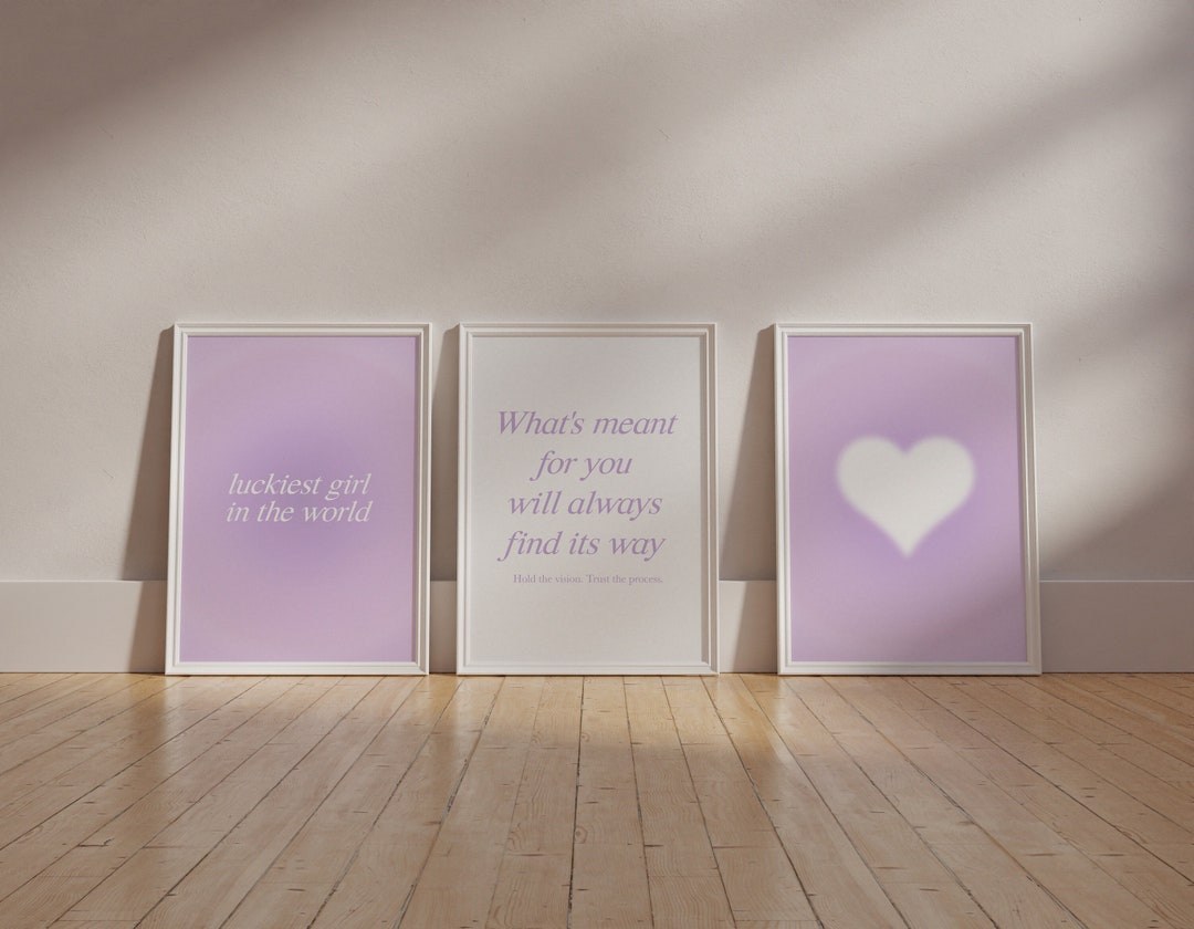 Purple Poster Set Light Purple Posters Purple Aura Wall Prints Positive ...