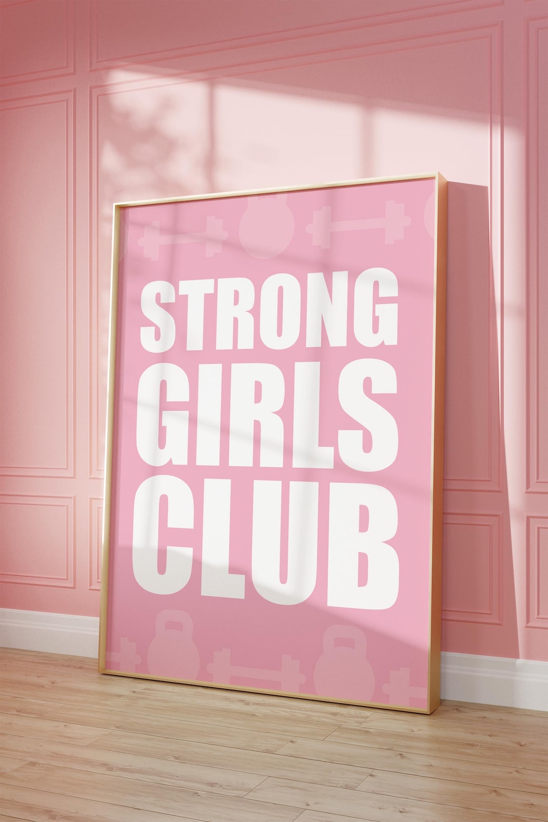 Strong Girls Club Poster Pink Gym Wall Art Pink Gym Girl Room Decor ...