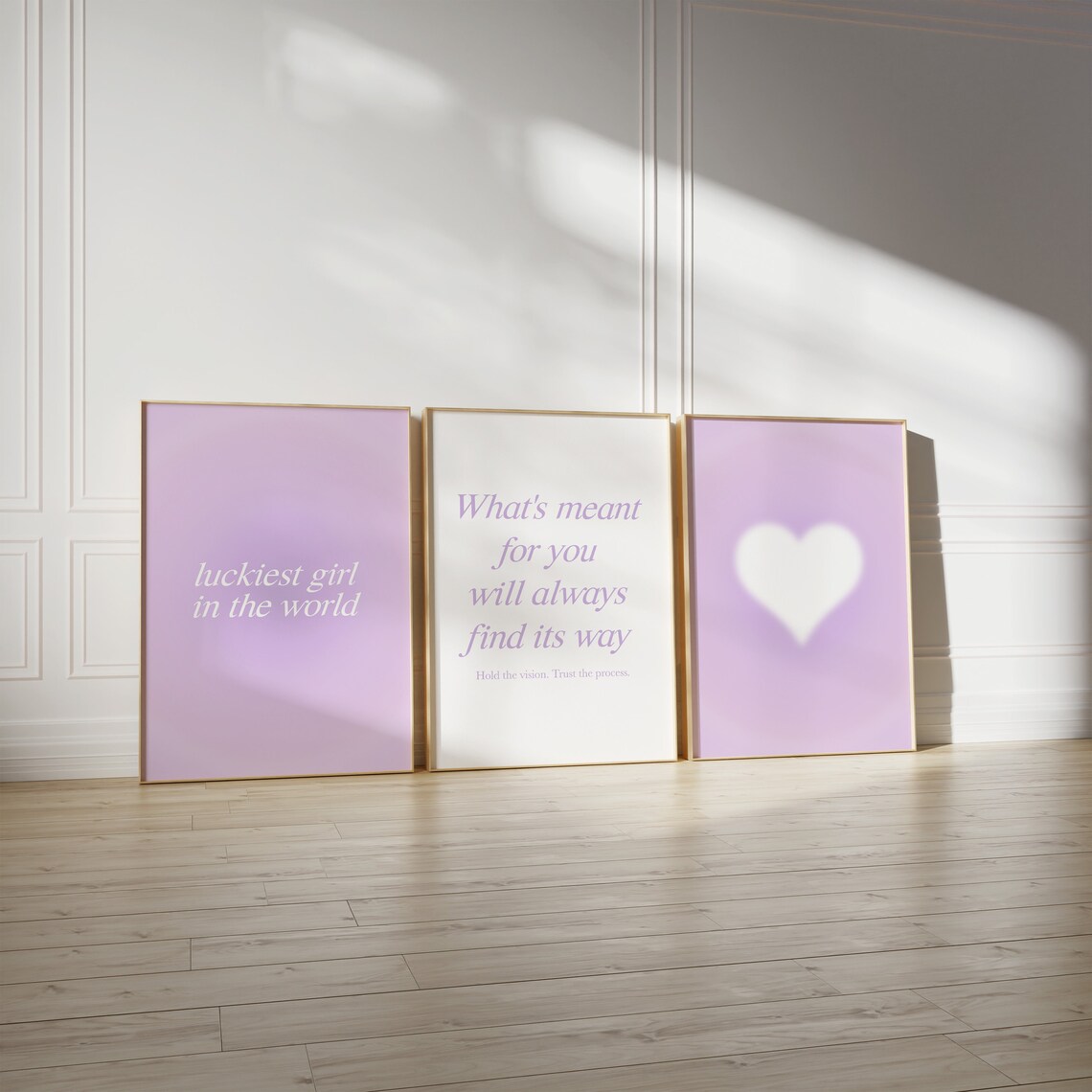 Purple Poster Set Light Purple Posters Purple Aura Wall Prints Positive ...