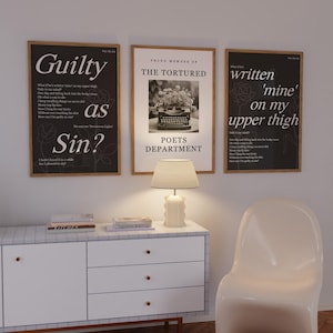 TTPD Wall Art Set of 3 TTPD Wall Print Black the Tortured Poets ...