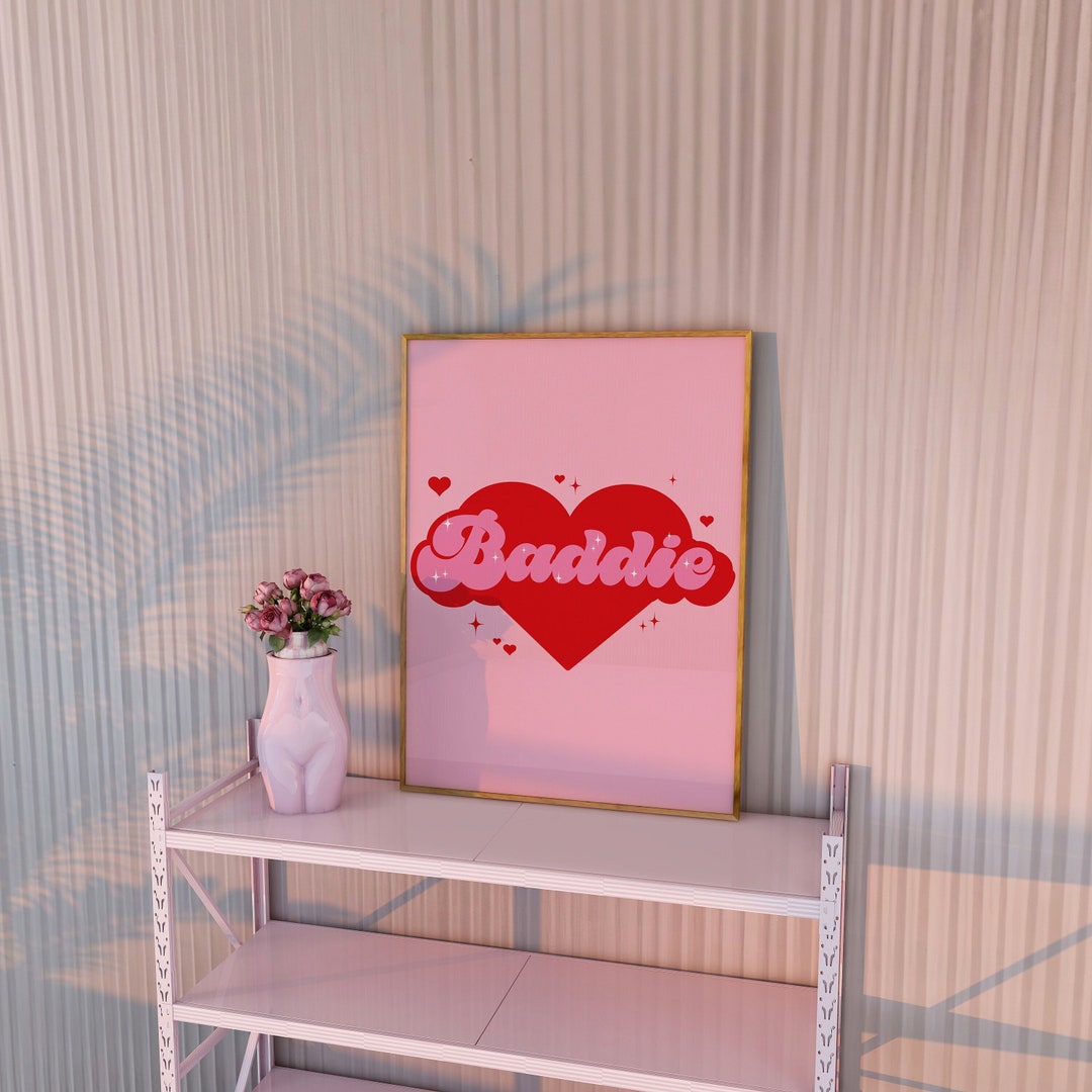 Baddie Print Rot und Pink Mädchen Schlafzimmer Preppy Room Decor Retro ...
