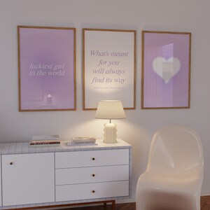 Purple Poster Set Light Purple Posters Purple Aura Wall Prints Positive ...
