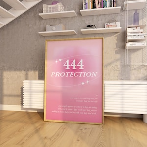 Pink Angel Number 444 Wall Art Trendy Pink 444 Aura Poster 444 Angel Number Pink Print - Etsy