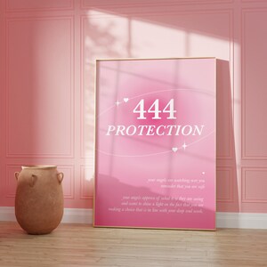 Pink Angel Number 444 Wall Art Trendy Pink 444 Aura Poster 444 Angel ...
