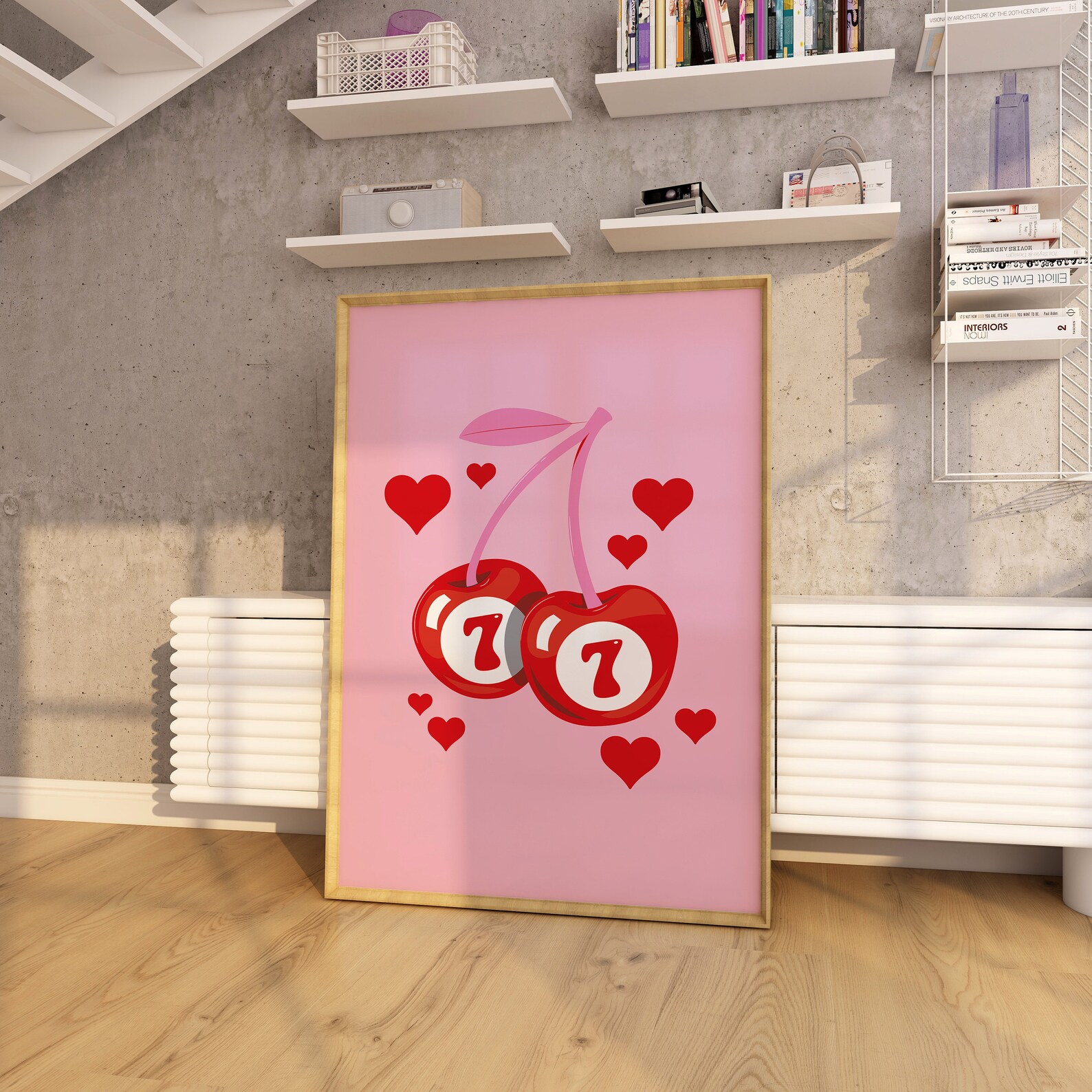 Pink and Red Cherries Print Preppy Room Decor Pink and Red Aesthetic ...