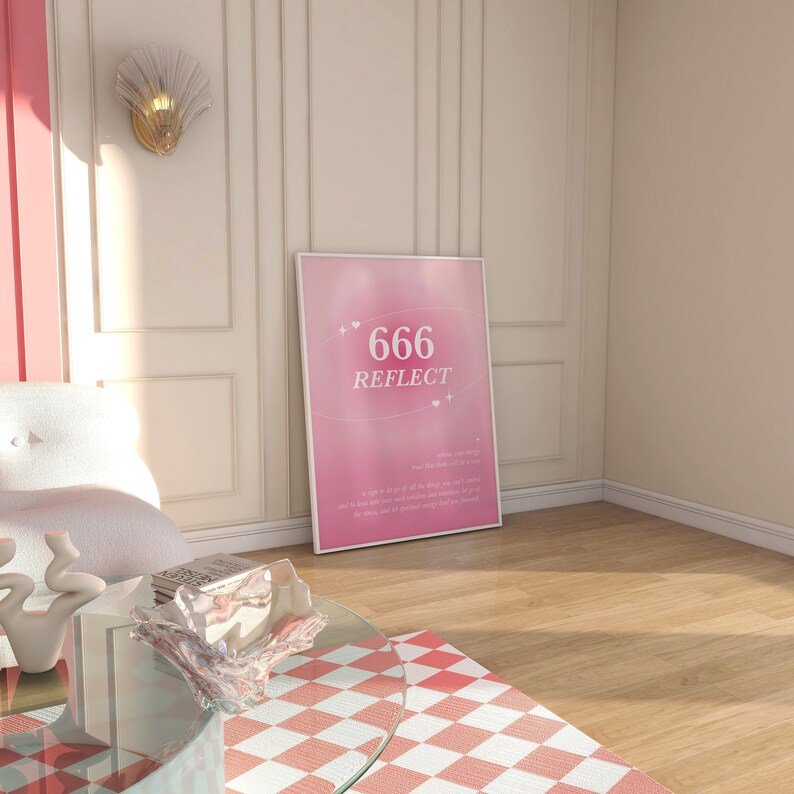 Pink 666 Angel Number 666 Reflect Pink Wall Art 666 Trendy Pink 666 ...