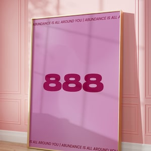Angel Number 888 Poster Dark Pink 888 Wall Art Trendy 888 Poster Angel ...
