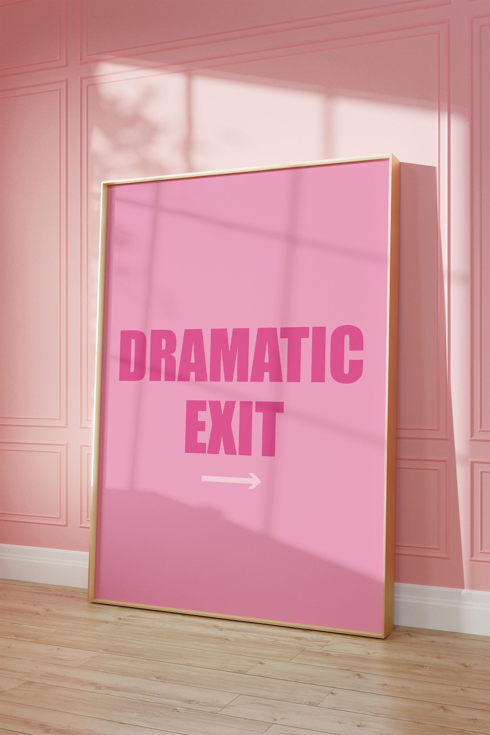 Dramatic Exit Pink Wall Art Bedroom Decor Pink Poster Trendy Pink Exit ...