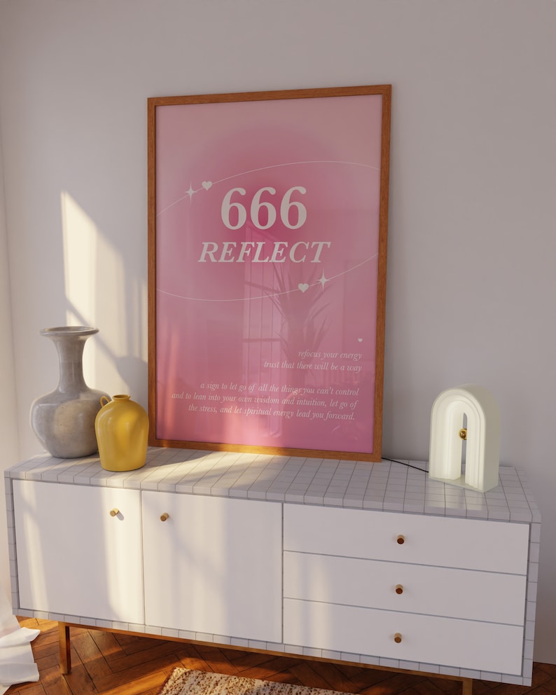 Pink 666 Angel Number 666 Reflect Pink Wall Art 666 Trendy Pink 666 ...