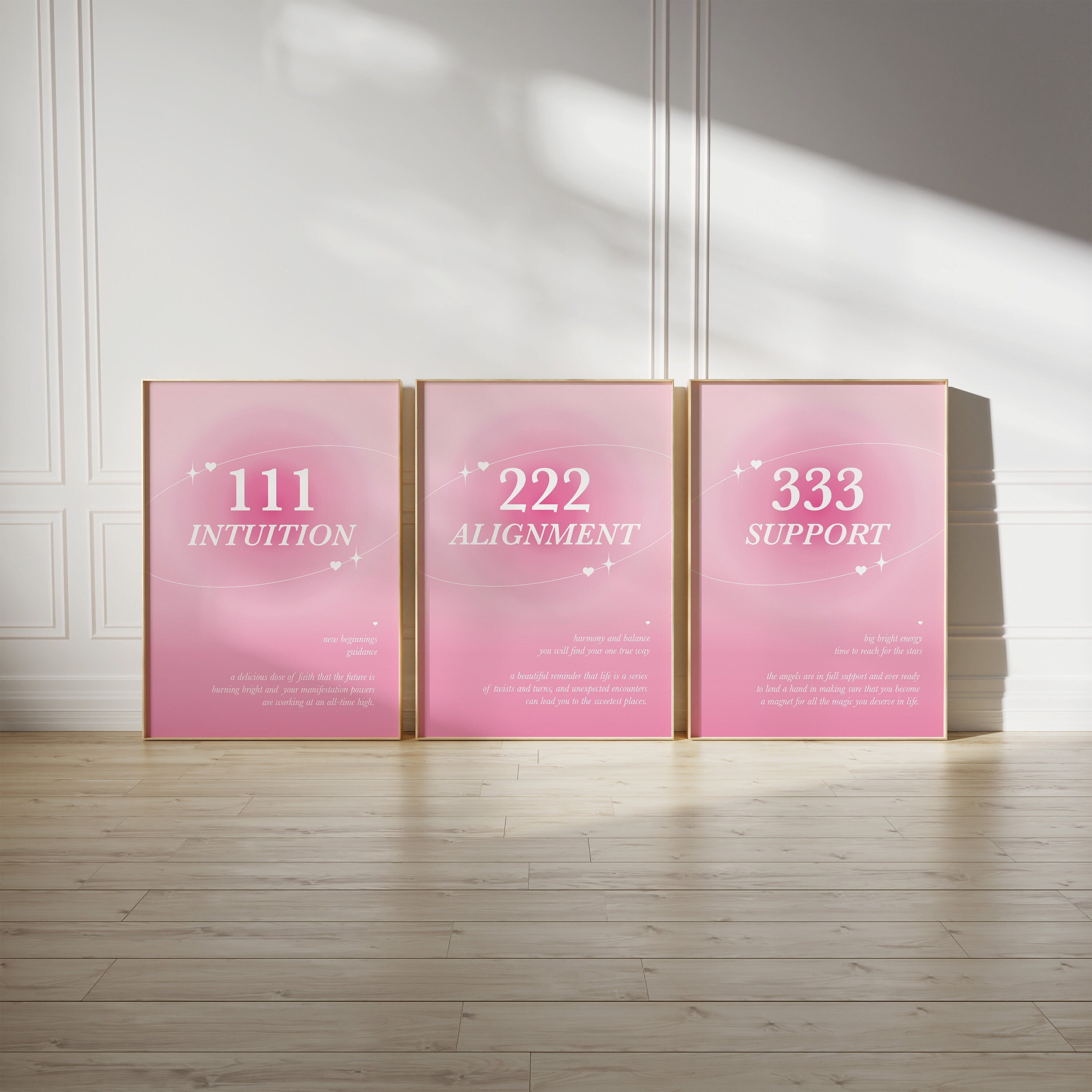 Pink Angel Numbers Poster Set 111 222 333 Pink Aura Poster Pink Angel ...