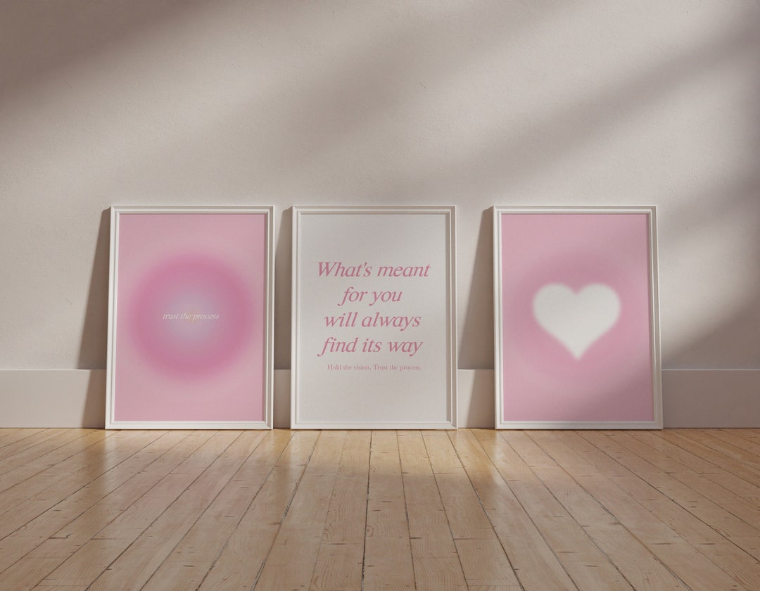 Pastel Pink Aura Poster Set of 3 Prints Positive Affirmation - Etsy