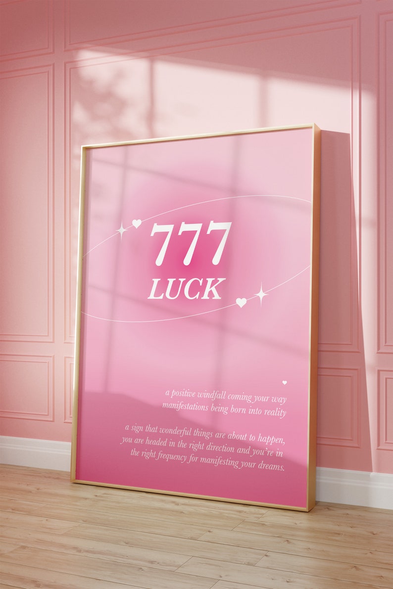 Pink Angel Number 777 Wall Art Trendy Pink 777 Aura Poster 777 Angel ...