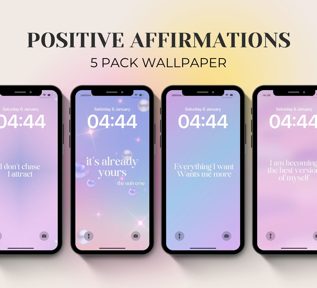 Positive Affirmation Phone Wallpaper Manifestation Pink and Purple ...