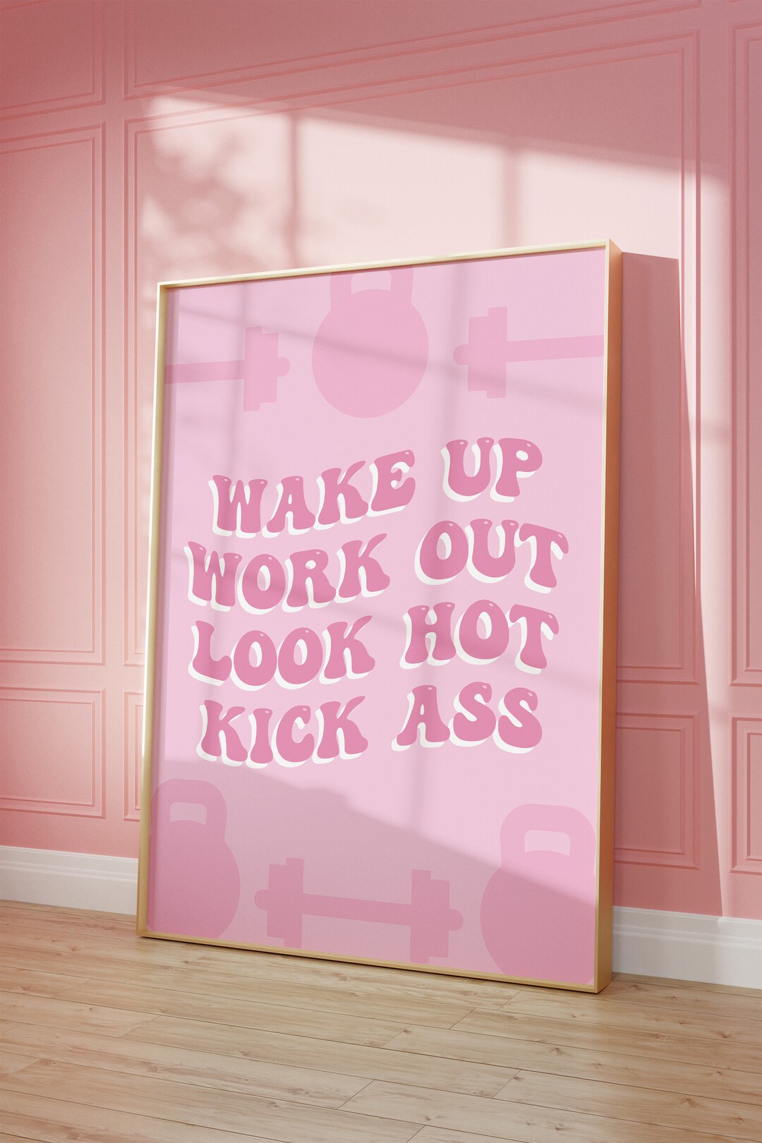 Girls Gym Print Pink Gym Girl Wall Art Pink Gym Girl Room Decor Pink ...