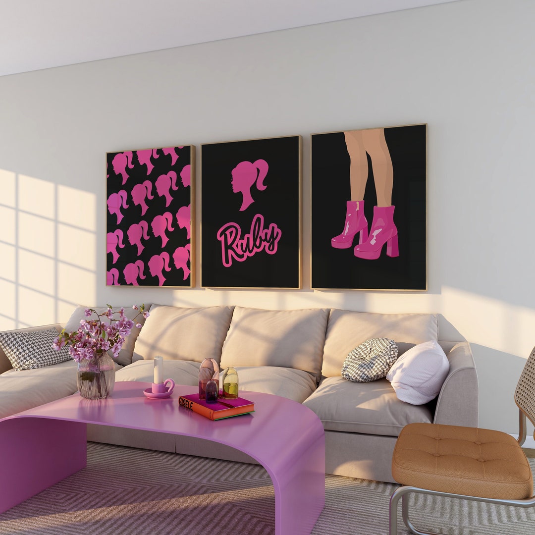 Black Barb Personalised Name Poster Set Black Barb Girls Bedroom Decor ...