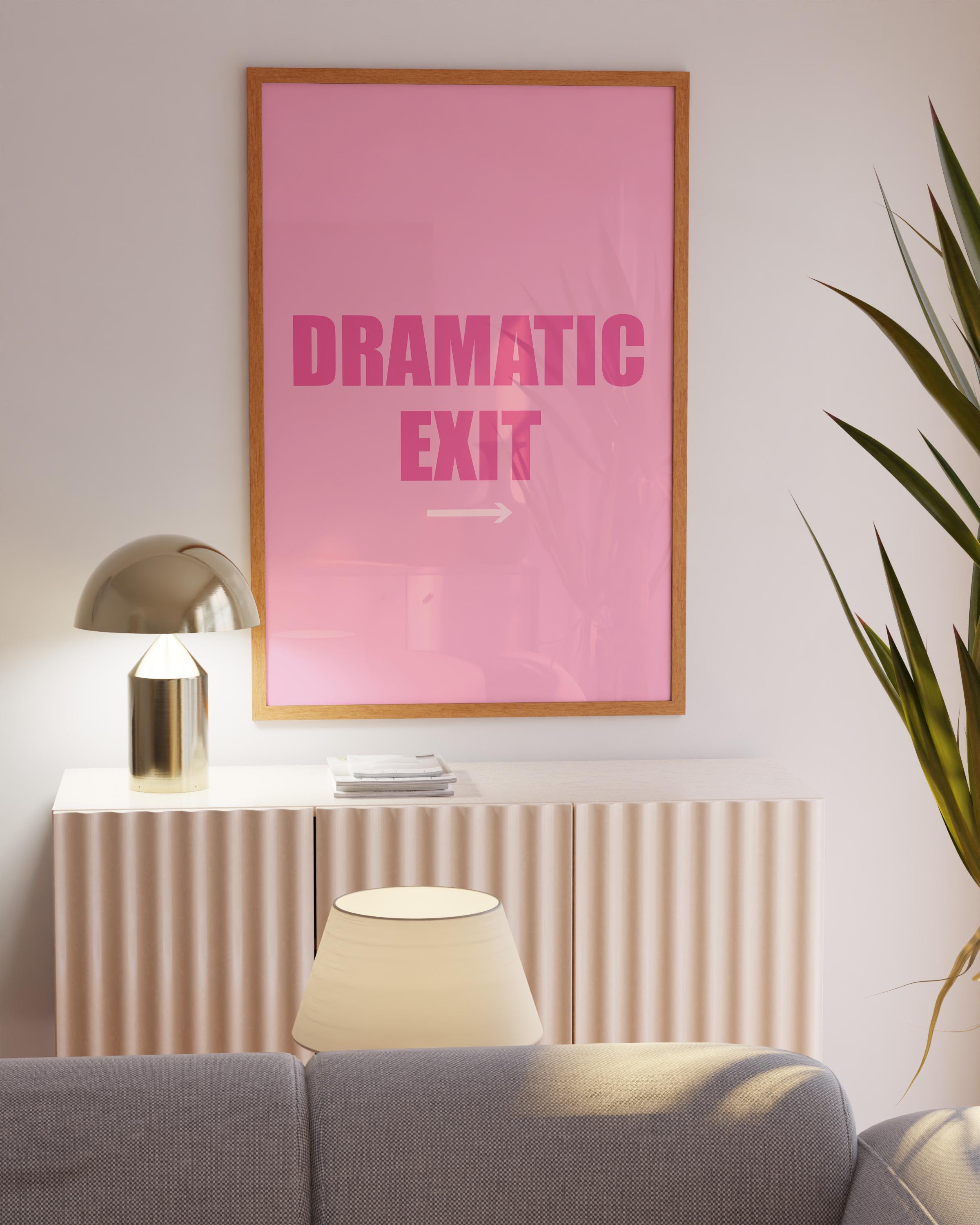 Dramatic Exit Pink Wall Art Bedroom Decor Pink Poster Trendy Pink Exit ...